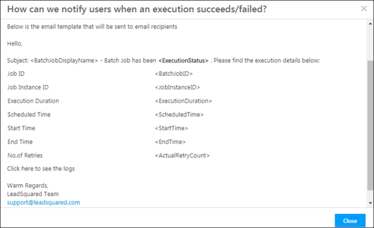 Create a Batch Job - Api Docs - Leadsquared