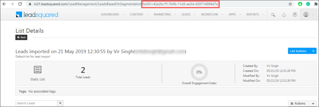 Get Leads in a List - Api Docs - Leadsquared